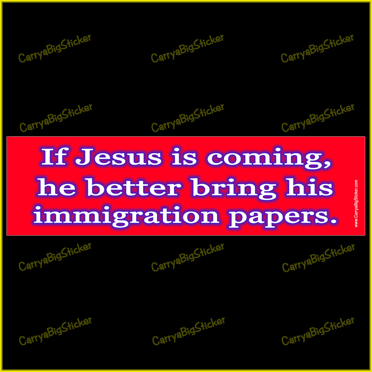 If Jesus is Coming, He Better Bring His Immigration Papers BUMPER ...